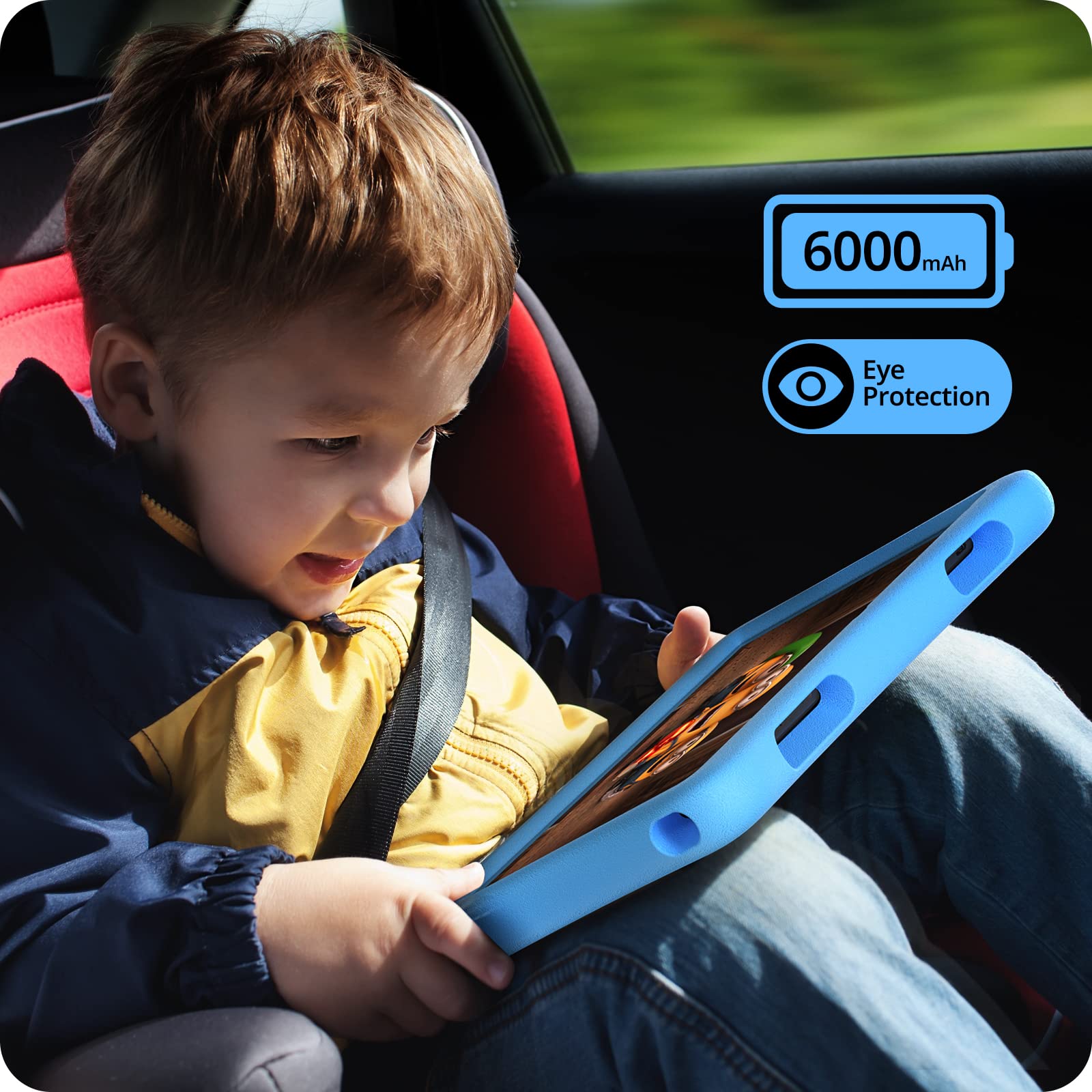 Kids Tablet, 10 inch Toddler Tablet, Google Kids Space, Teacher Approved apps with Parent Control, Eye Protection Mode, EVA Shockproof Case and Tablet Sleeve Bag Bundle, PlimPad Kids10 (Blue Set)