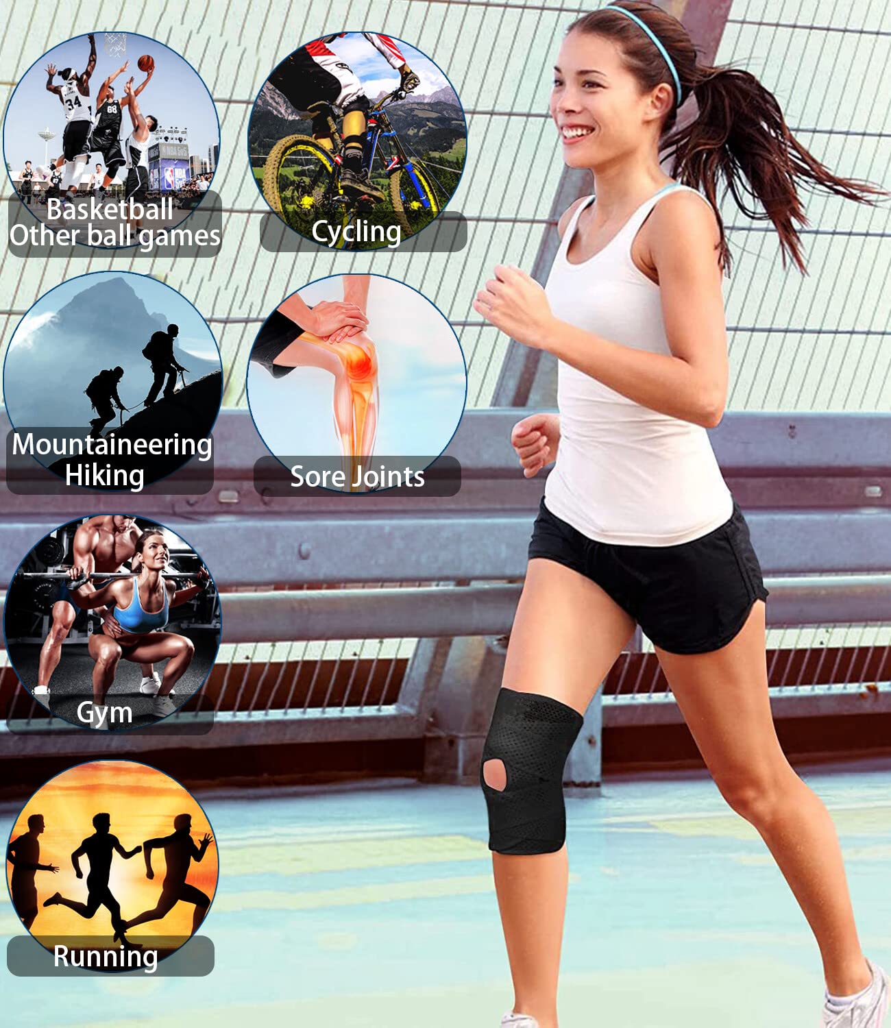 Knee Braces for Knee Pain with Adjustable Ultra-Soft Bandage, Professional Medical Knee Brace with Side Stabilizers, Ultra-support Breathable Knee Support with Mesh Weave Tech for Meniscus Tear, Arthritis, Injuries Relief, Running, Workout, Sports Injurie