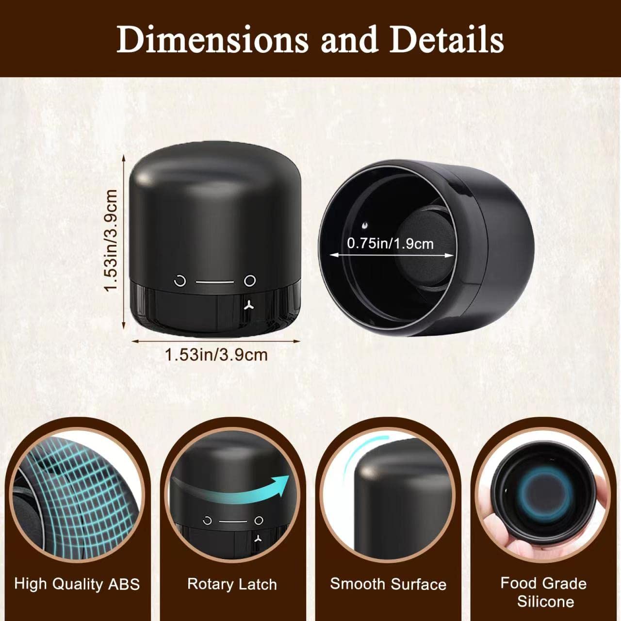 Loboo Idea Silicone Wine Stoppers For Wine Bottles, Wine Saver Stoppers (6pcs/box, Black)