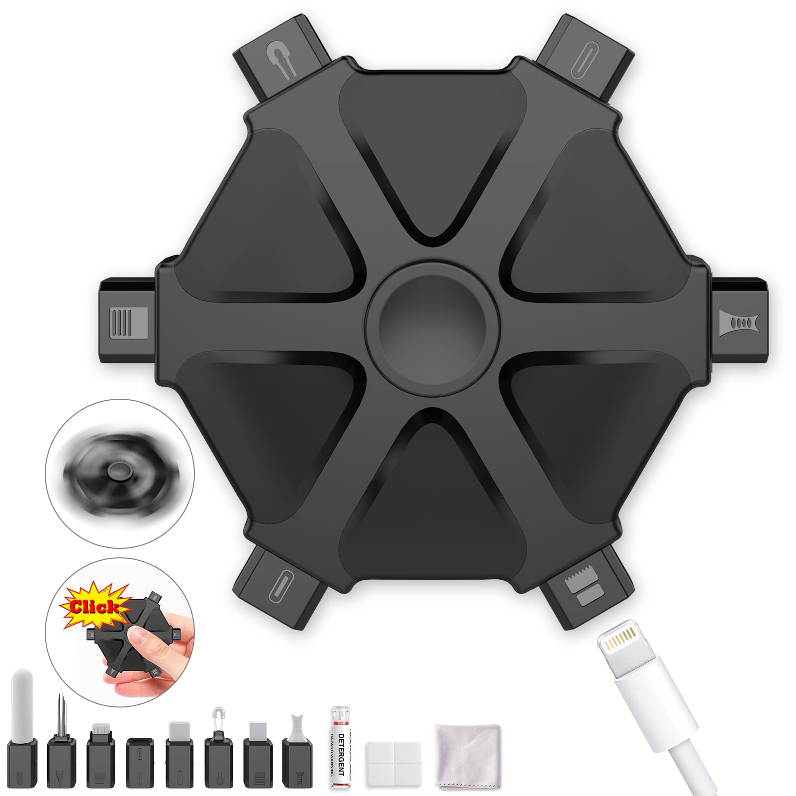 iPhone Cleaning Kit iPhone Cleaner,Charging Port Cleaning Multi-Tool,Phone Repair & Restore Lightning Port Cleaning Tool,Cell Phone Cleaner for iPhone,iPad,Speakers Earbuds, Cable,USB C Port AirPods