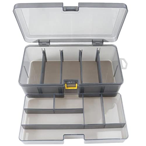 JKUYWX Dual Layer Fishing Tackle Box Plastic Portable Lures Bait Storage Case Cover Organizer Container Accessories
