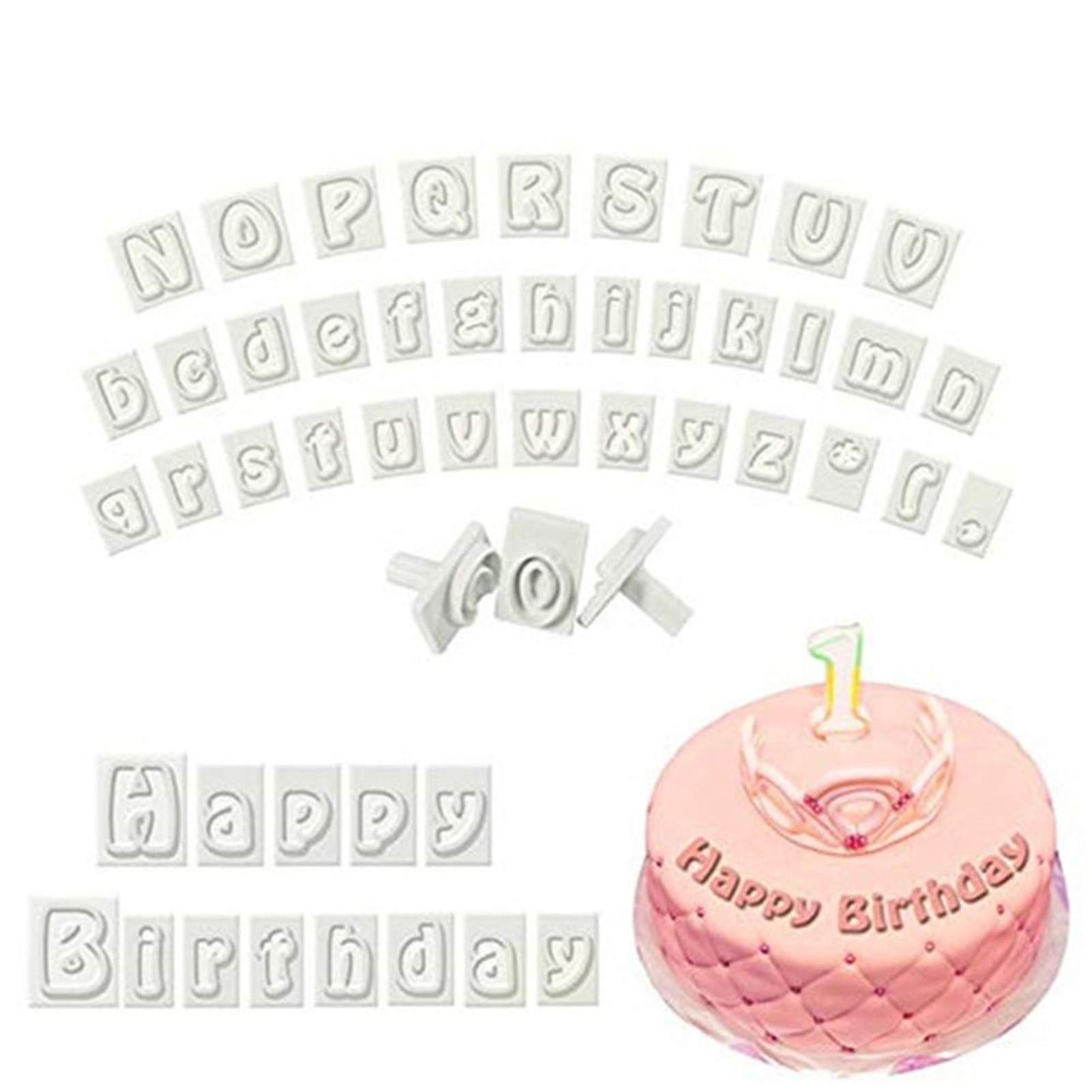 Mini Plastic Alphabet Cookie Cutter Fondant Letter Cutters Symbol Cut Outs Molds Upper & Lower Letter Stamps, 0.5 Inch