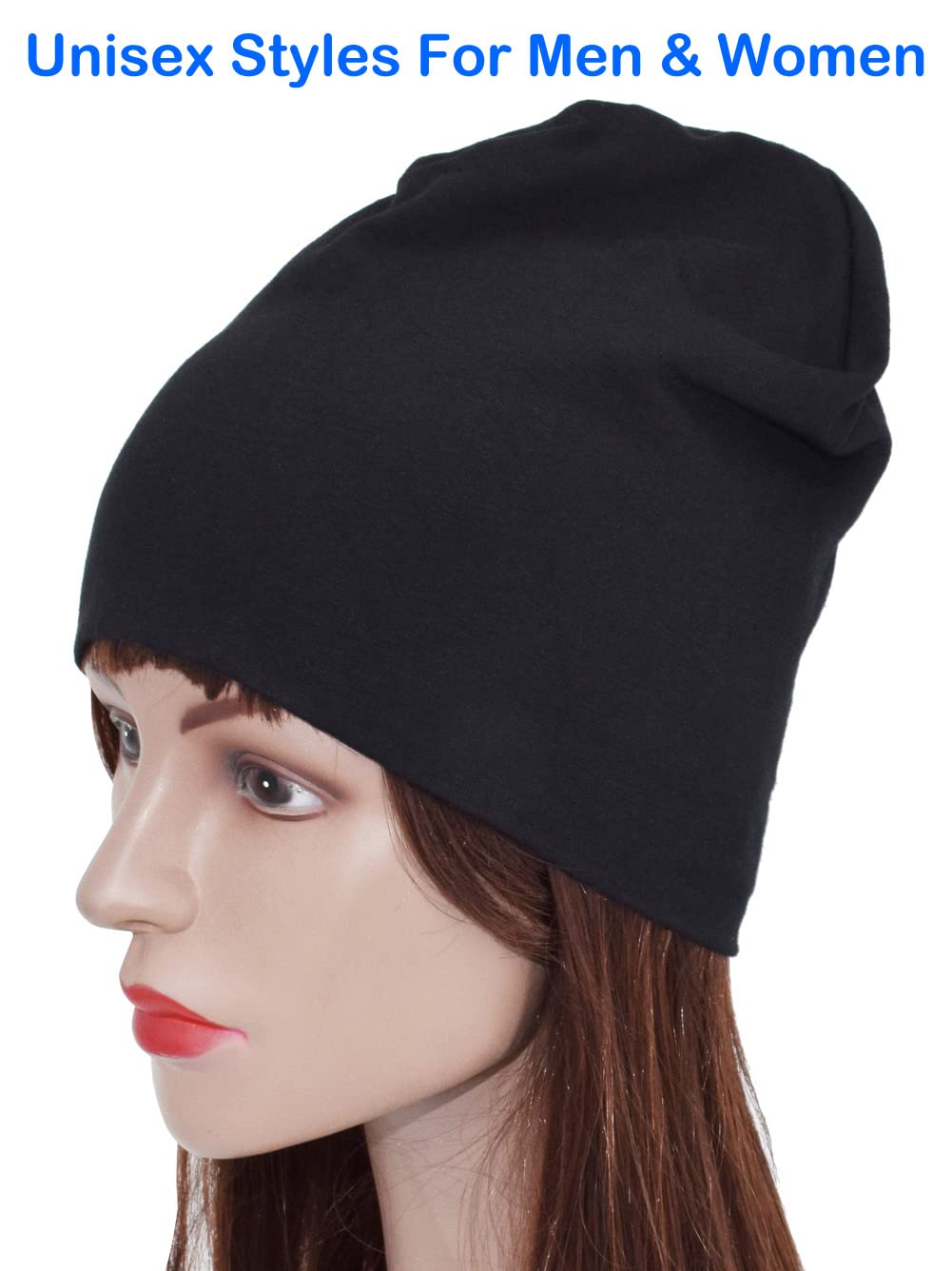 Kninmdor Cotton Beanie Hat Skull Caps Slouchy Hats Soft Chemo Cap Lightweight Jersey Running Beanies for Men and Women - Black, Dark Heather Grey,Tan, Dark Grey