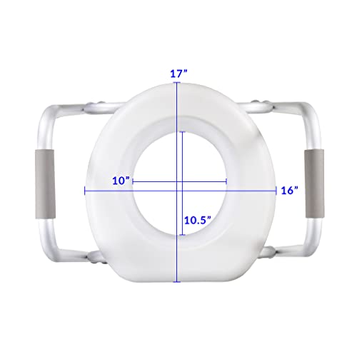 PCP Raised Toilet Seat and Safety Frame (Two-in-One), Adjustable Rise Height, Secure Elevated Lift Over Bowl, Made in USA, Regular