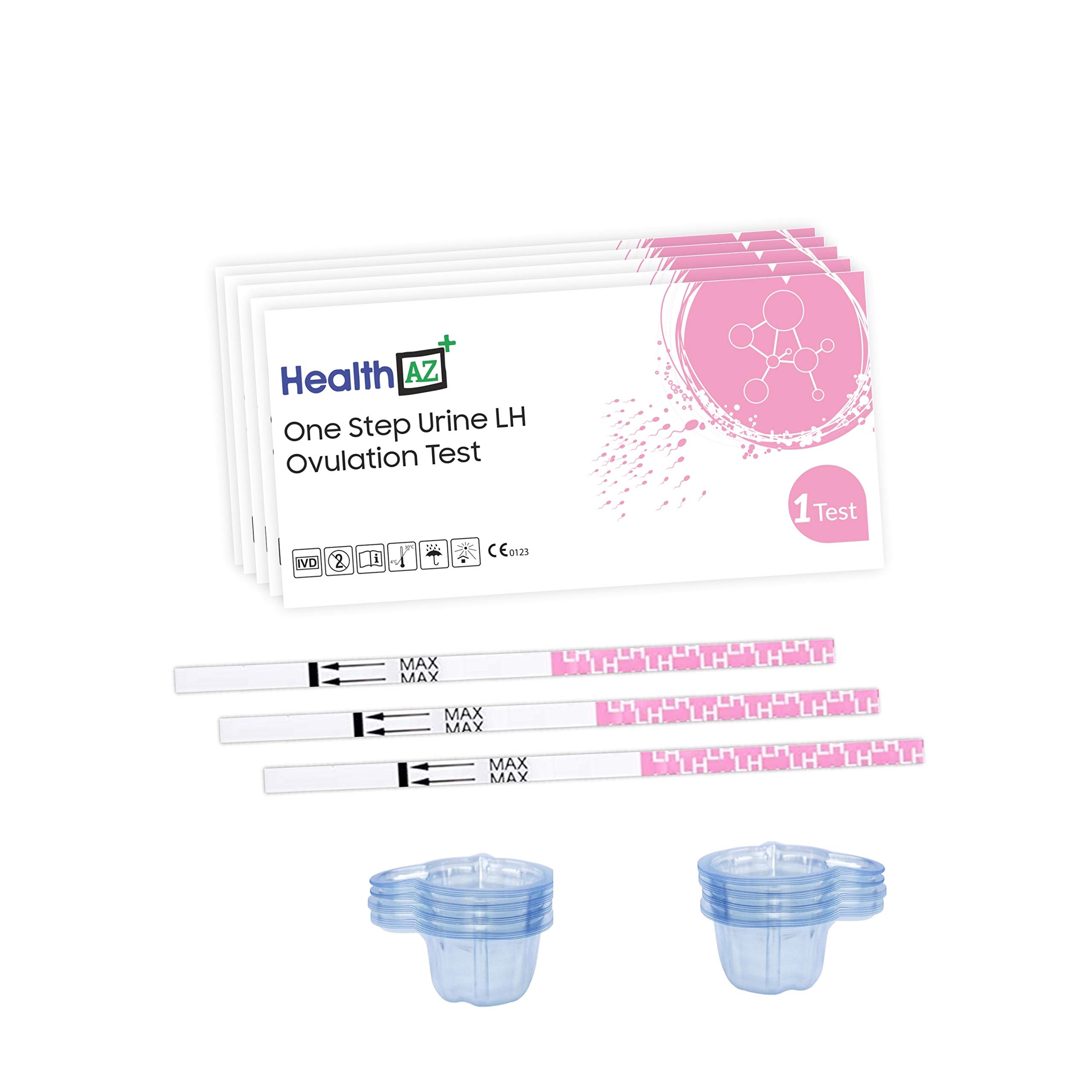 HealthAZ -LH-Ovulation-Test-Strip-3.0MM,Predictor kit, FREE-15 Urine Cups Reliable (Pack of 15)