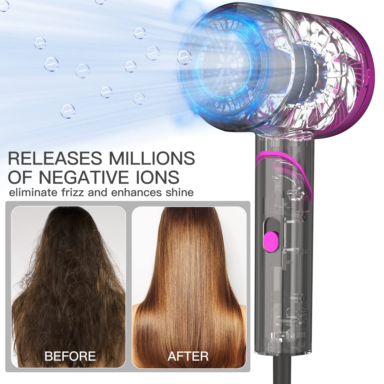 NOVIIML Hair Dryer Blow Dryer with Diffuser - 1800W Professional Travel Ionic Hair Dryer