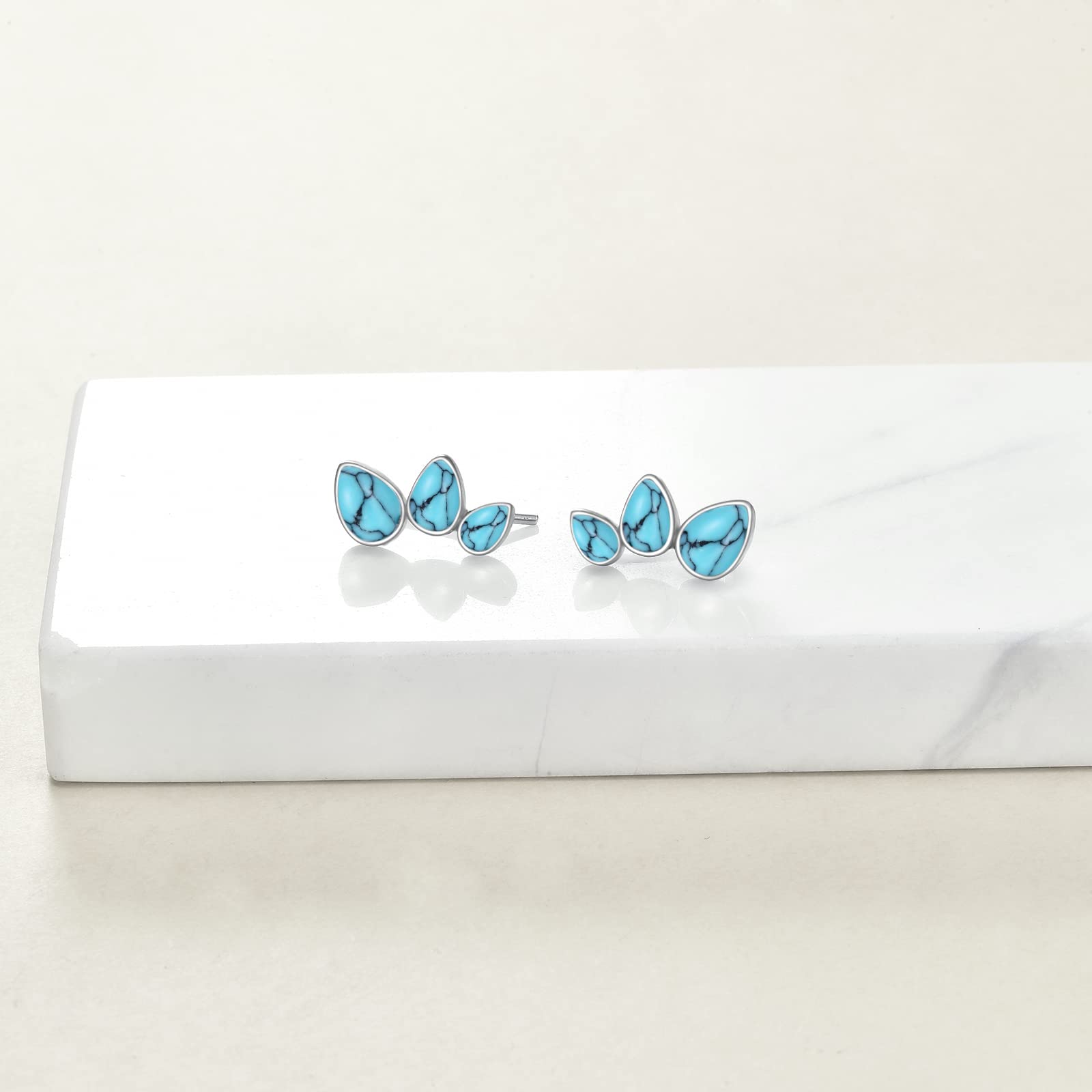 KQF Turquoise Earrings Sterling Silver Turquoise Jewelry Ear Crawler Climber Earrings for Women