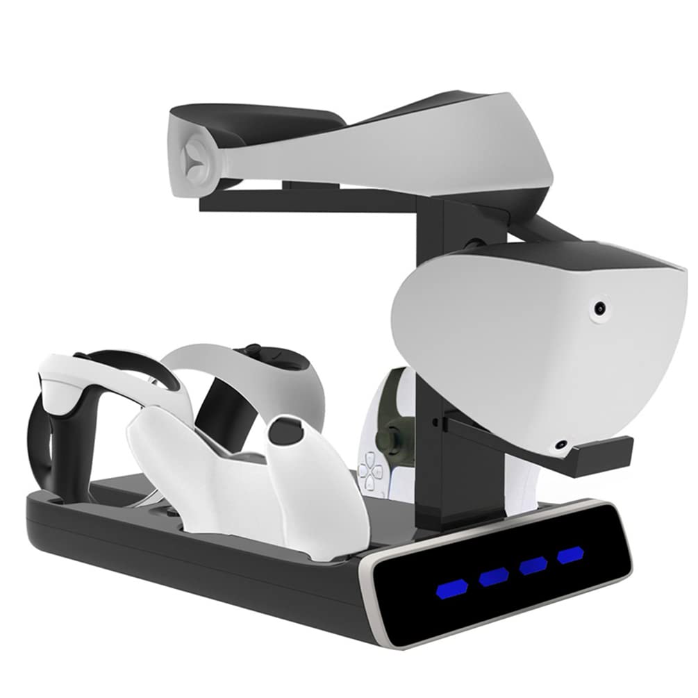 LiLiTok Vertical Stand Compatible with PSVR2 Dual Controller Charging Station LED Light for PS5 VR2 Headset Holder and Handle Charging Station VR Gaming Heaset Accessories