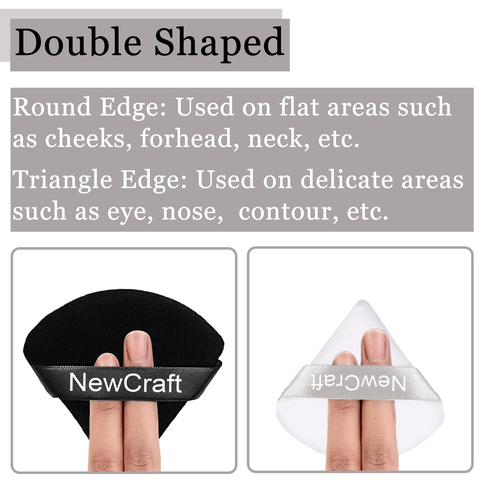 NewCraft 6 Pieces Powder Puffs Set for Face Makeup, Triangle Puff Soft Velour Loose Powder Mineral with Delicate Ribbon, Cosmetic Setting Puff Cute Beauty Make Up Tool