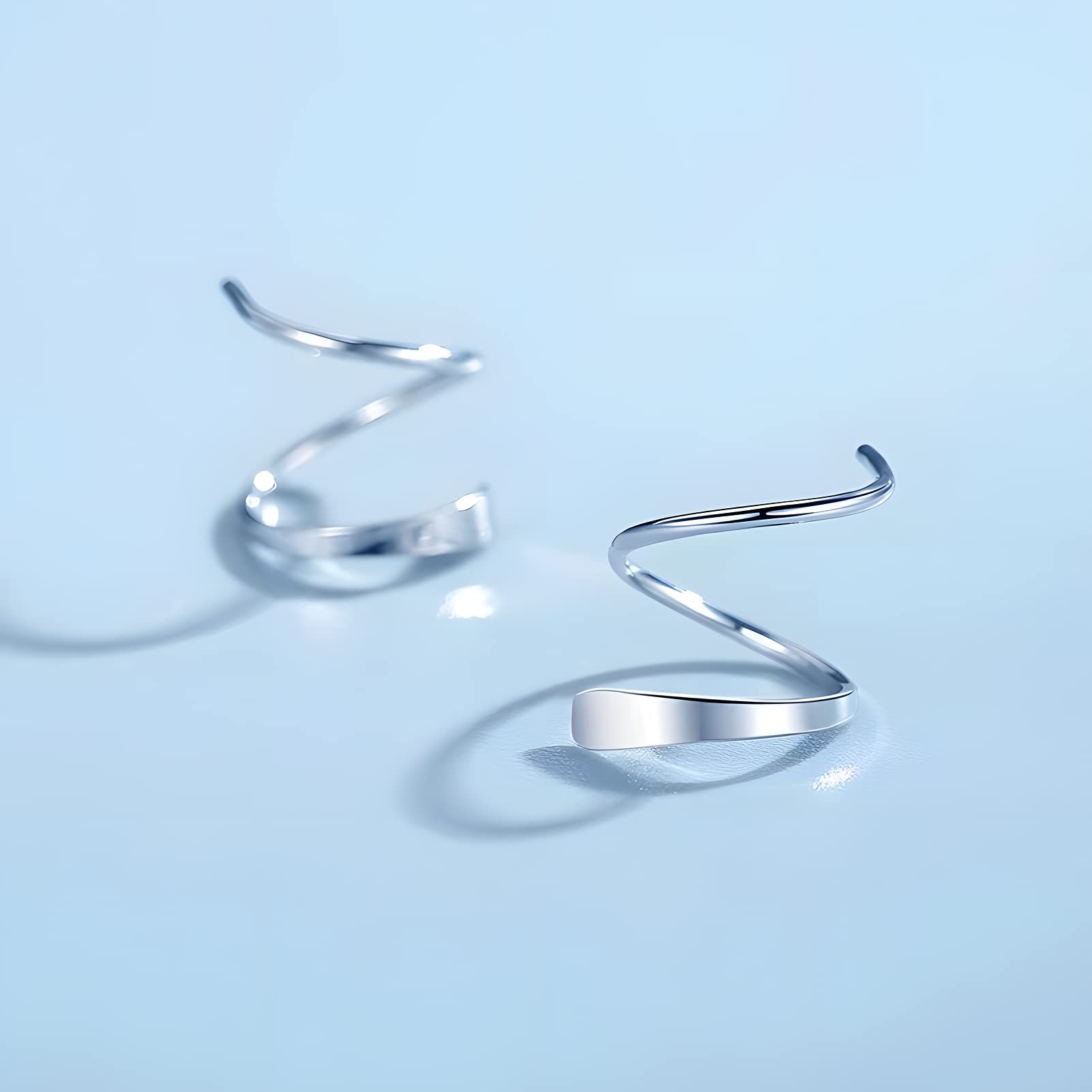 Linbiwer Spiral Hoop Twist Double Earrings Double Piercing Earring Cartilage Piercing 925 Silver Hoop Earrings For Women