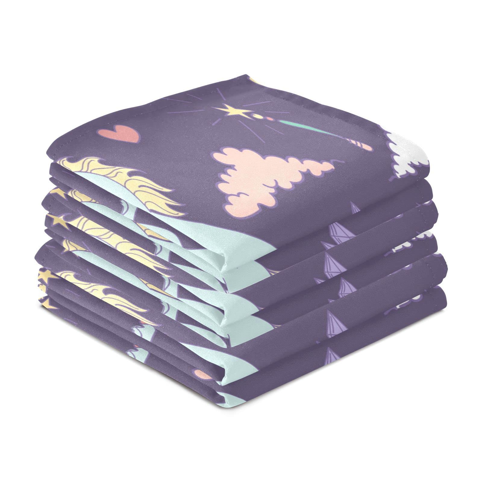 Kigai 1 Pack Rainbow Star Unicorn Kitchen Towels Soft Highly Absorbent Dish Towels Reusable Tea Towels Set 28 x 18 Inch