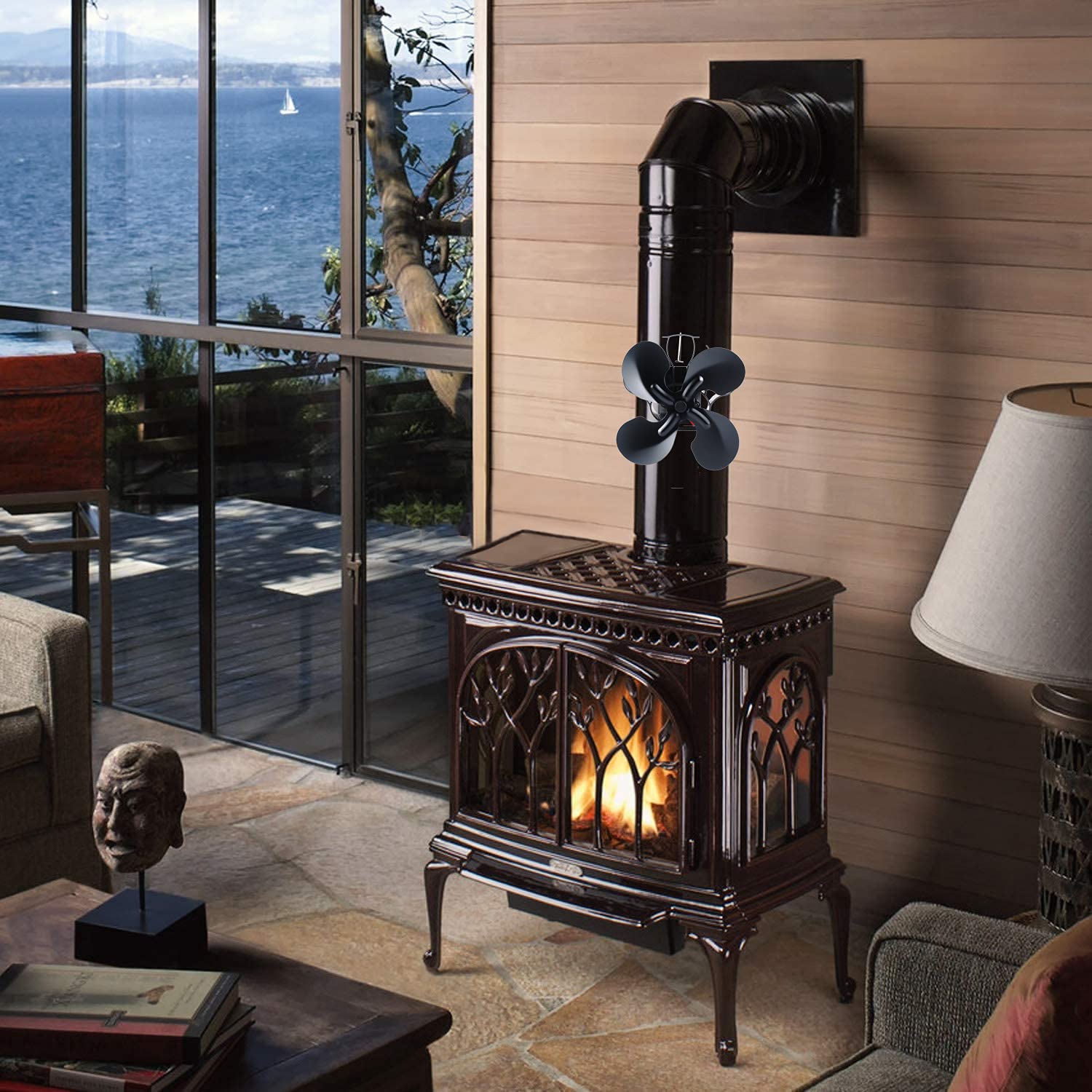 Heater Powered Stove Fan ,Flue Pipe Hanging Fireplace Fan of Wood/Log Burner/Fireplace ,Silent And Eco Friendly