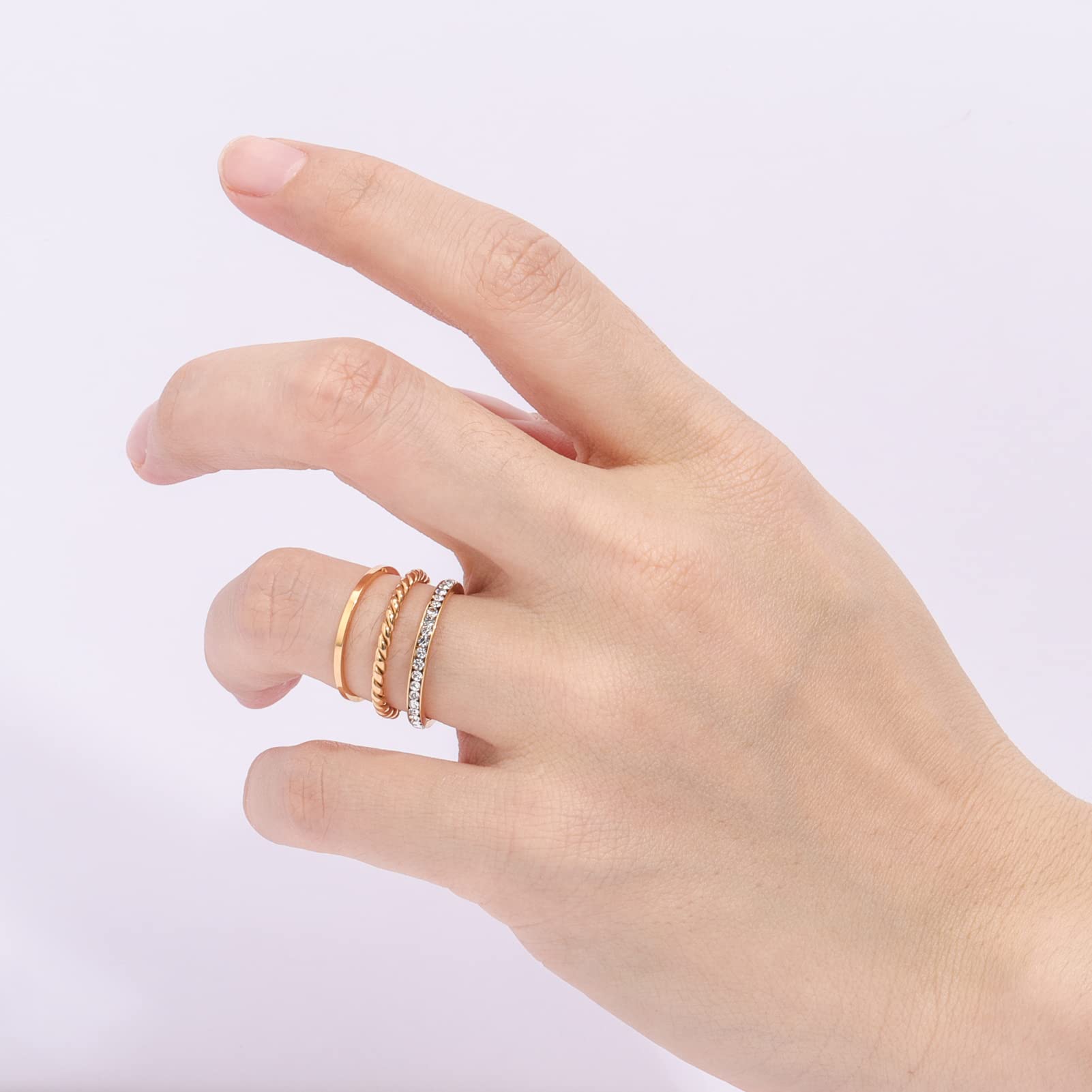 Joacii 18K Gold Plated Rings Toe Rings Stackable Rings for Women Rings Set Comfort Fit Size 9