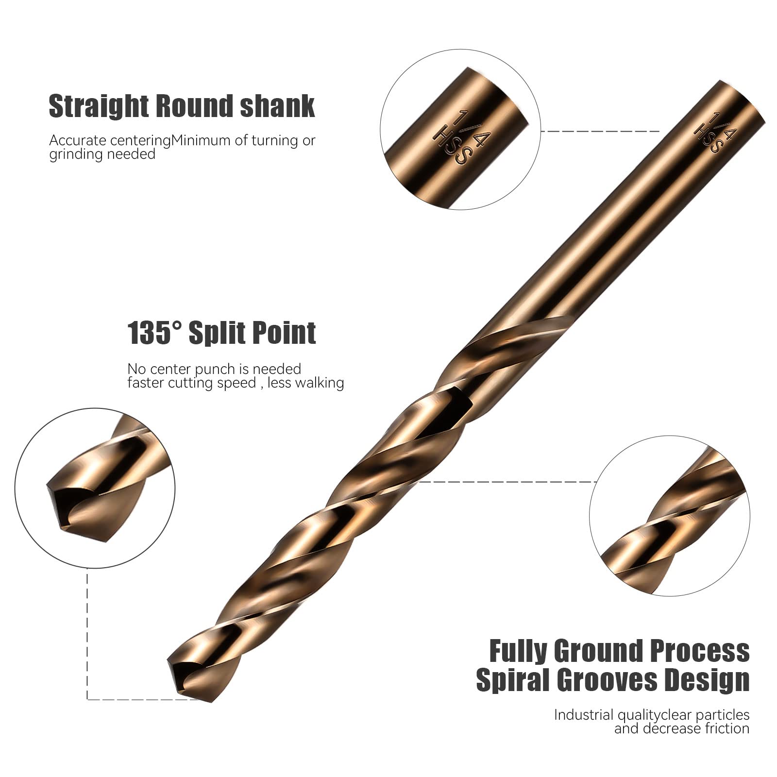NewShark 1/16" Cobalt Drill Bits, 10 Pack of M35 HSS Metal Drill Bit Set for Hard Metal, Stainless Steel, Cast Iron,Cobalt Drill Bits with Storage Case