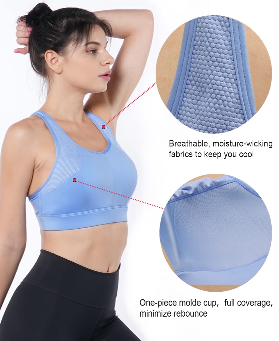 MONICE High Impact Sports Bras for Women Plus Size Adjustable Black Running Gym Yoga Bra
