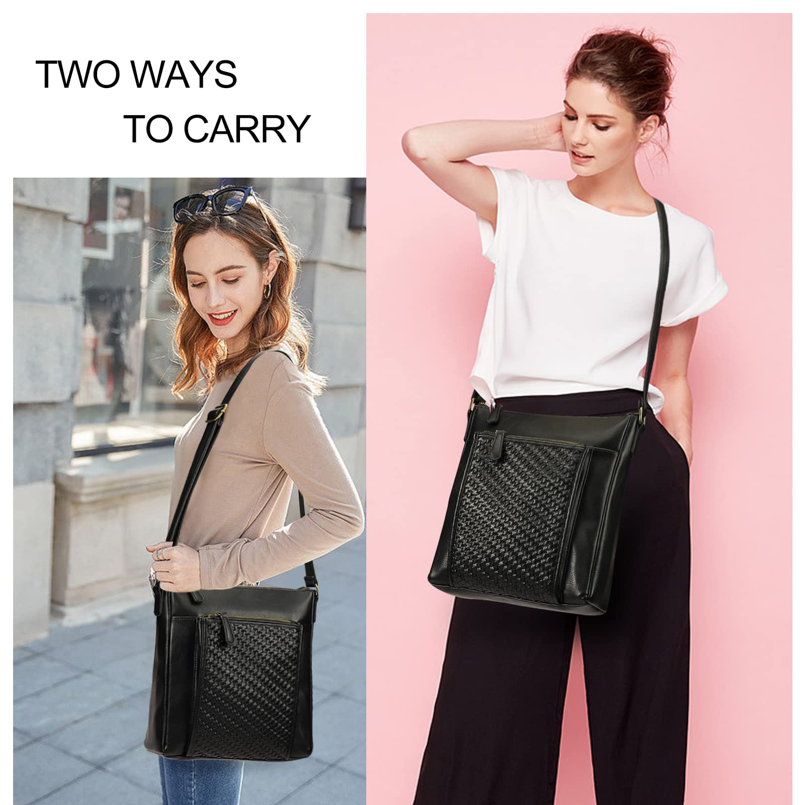 KL928 Crossbody Bag Purses for Women, Medium Handbags Shoulder Bag with Adjustable Strap, PU Leather Women's Shoulder Bag (Black)