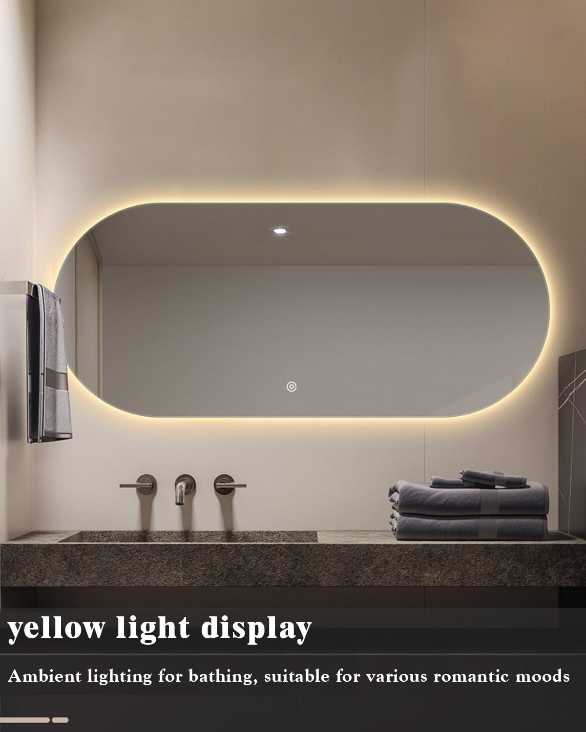 JSLJDM 500 X800 mm Illuminated Backlit LED Bathroom Mirror, Wall Mounted Multifunction Bathroom Vanity Mirror with Lights and Demister Pad, Energy-Saving Illuminated Smart Mirror