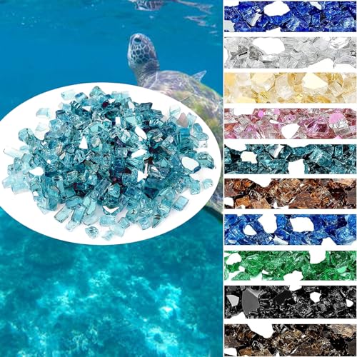 onlyfire 10 pounds Fire Glass for Propane Fire Pit and Gas Fireplace, 1/2-Inch Reflective Firepit Glass Rocks for Fire Pit Table and Fire Bowl, Aqua Blue