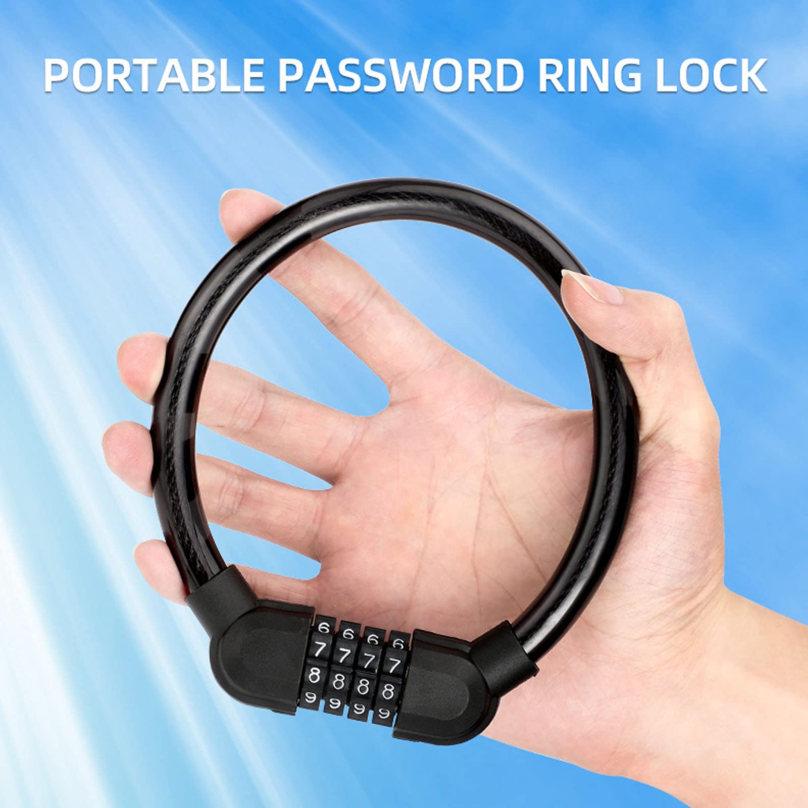 LAIONTY Bike Lock Cable 4 Digit Combination Portable Code Lock Cable Security Bike Cable Locks Tool (Black)