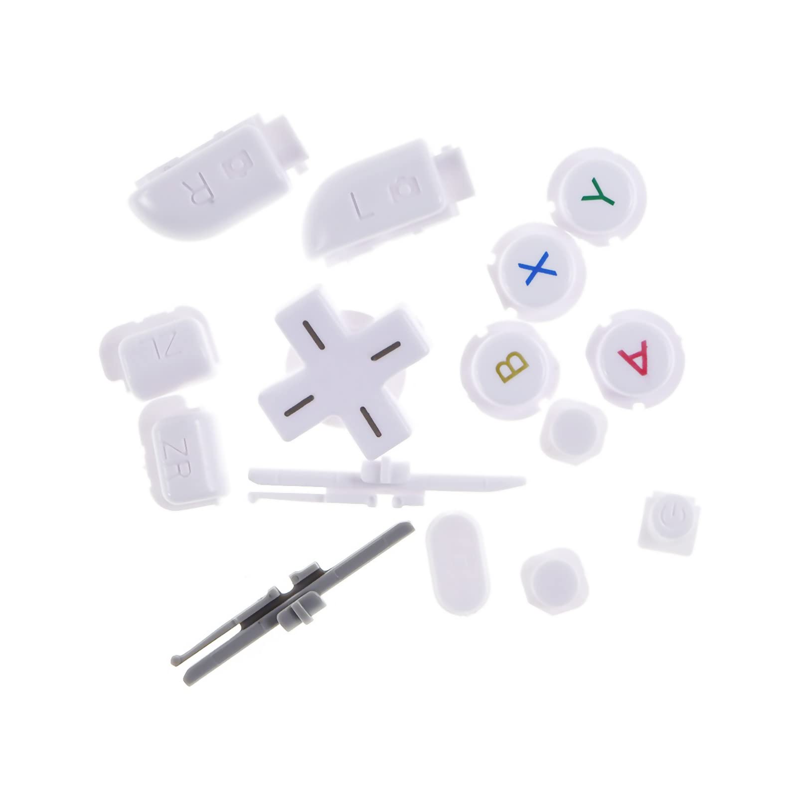 New for New3DS XL Full Buttons White 15 PCS Set Replacement, for Nintendo New3DS XL/LL New3DSXL Console, Complete ABXY D-Pad L R ZR ZL Power Home Select Start Pause Volume 3D Key Button
