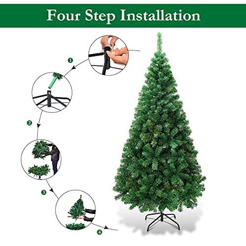 Safeplus 6FT Christmas Tree Artificial Christmas Tree Fake Fluffy Xmas Trees Holiday Decoration with Metal Foldable Stand (6FT)