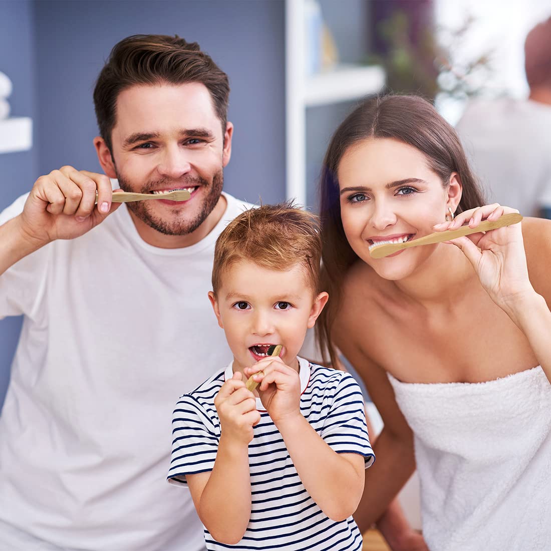 NUDUKO Biodegradable Bamboo Toothbrushes, Wooden Toothbrush 10 Pack, Multicolor BPA Free Soft Bristles Tooth Brush, Eco-Friendly Natural Green and Compostable Tooth Brushes