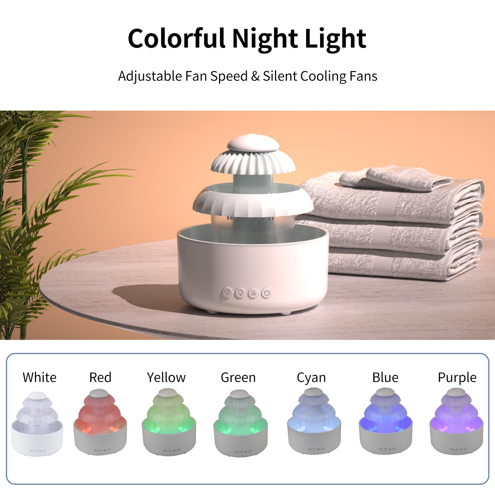 LILUOSUO Rain Cloud Humidifier Water Drip, 2 in 1 Humidifier with Aromatherapy Essential Diffuser, 600ml Mushroom Humidifier with 7 Colors, Rain Sounds for for Sleeping Relaxing