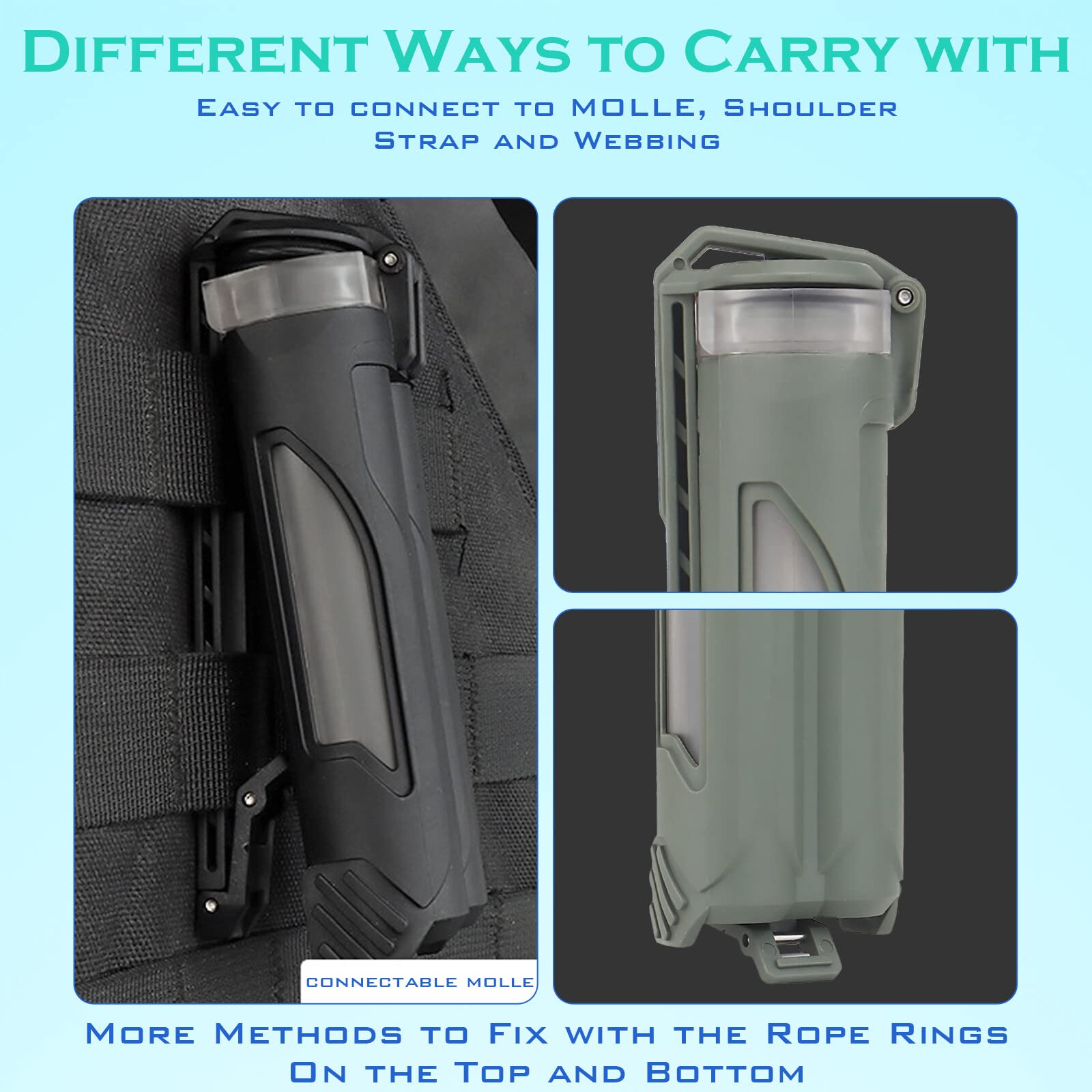 Petyoung Battery Storage Box 2-Hole Waterproof Battery Case for 18650/AA/AAA/CR123 Batteries Easy to Install (Green,)