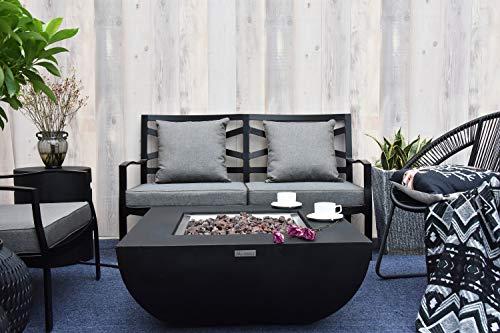 Modeno Aurora Outdoor Fire Pit Propane Table 34 Inches Square Firepit Table Concrete High Floor Clearance Patio Heater Electronic Ignition Backyard Fireplace Cover Lava Rock Included
