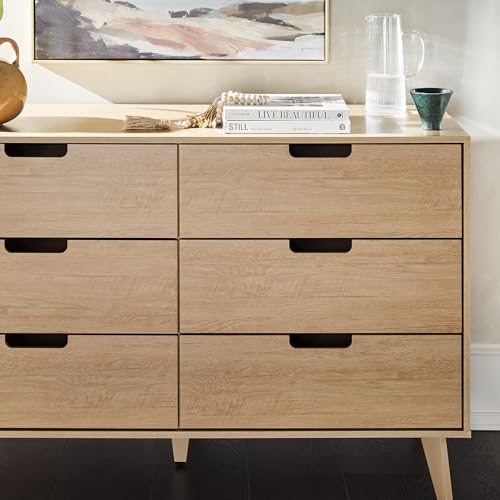 Walker Edison Modern 6-Drawer Dresser Bedroom Storage Organizer, 52 Inch, Riviera