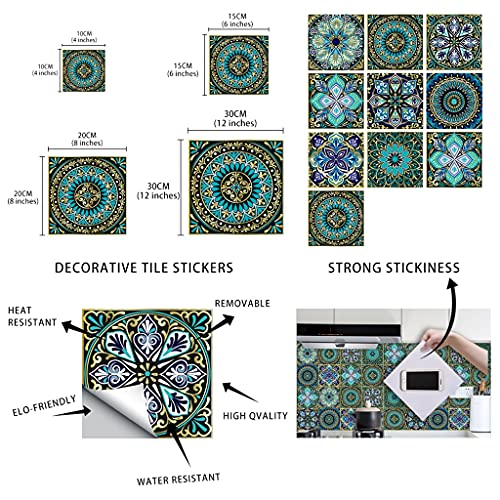 IULJH 10pcs/Set Pattern Tiles Sticker Kitchen Oil-Proof Bathroom Waterproof Art Mural Surface Crystal Film PVC Wallpaper (Color : D, Size : 15cm*15cm*10pcs)