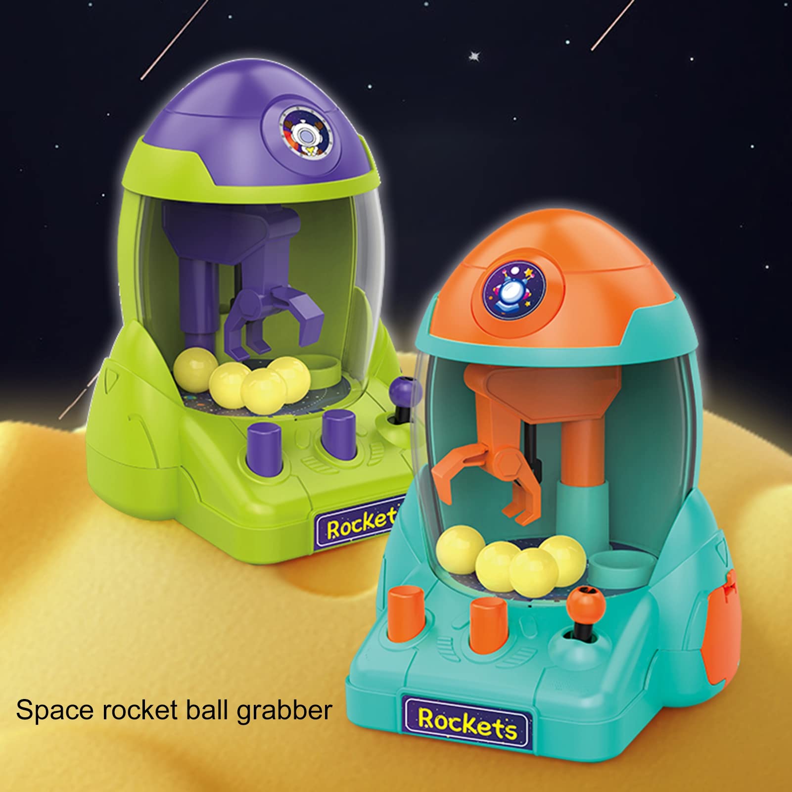 Mini Claw Machine Toy That Actually Works, Balls Prizes Space Rocket Miniature Arcade Game Fidget Sensory Toy Blue 1 Pack