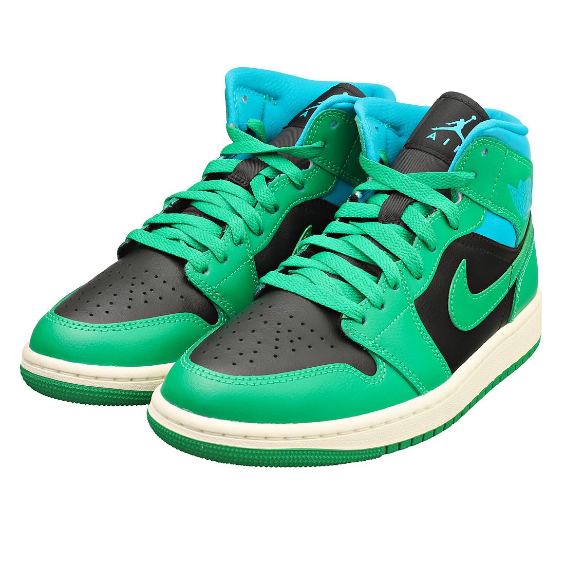 Jordan Women's 1 Mid Black/Lucky Green-Aquatone (BQ6472 033) - 11.5