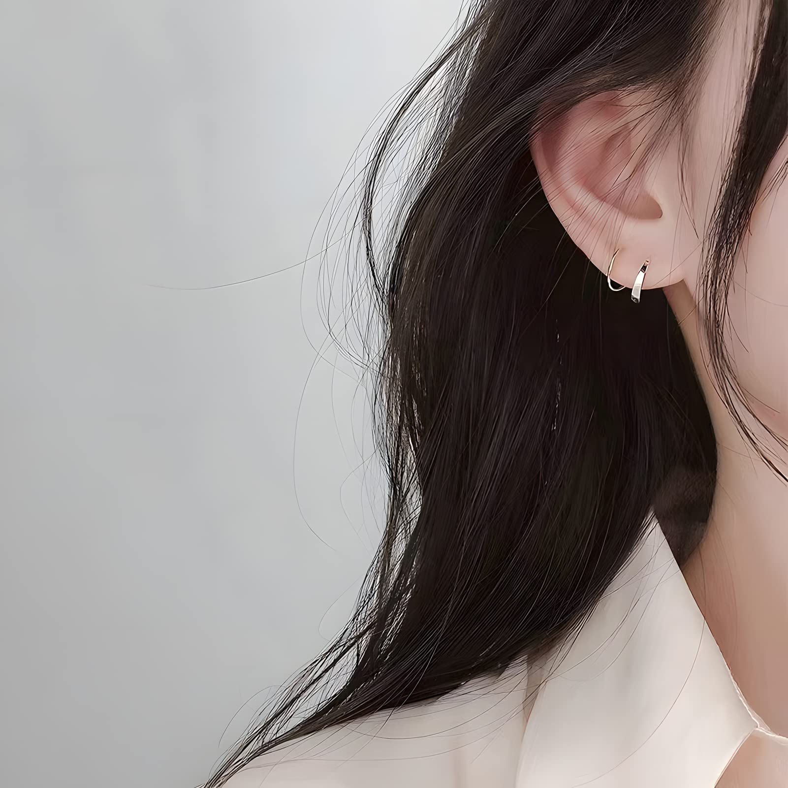Linbiwer Spiral Hoop Twist Double Earrings Double Piercing Earring Cartilage Piercing 925 Silver Hoop Earrings For Women