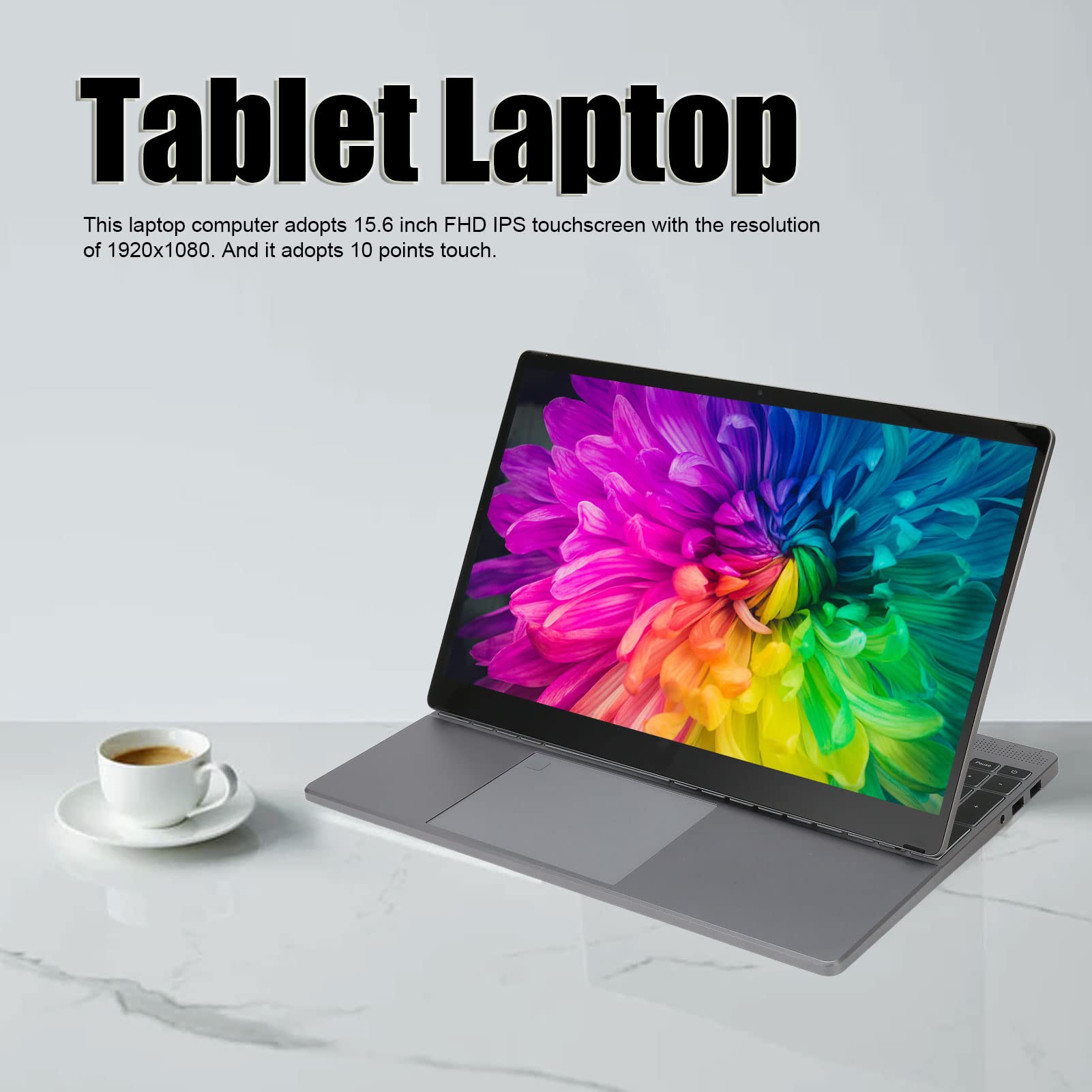 Jopwkuin Office Laptop, Gravity Sensor 12GB DDR5 RAM Tablet Laptop 15.6in Touchscreen for Travel (US Plug 1TB)