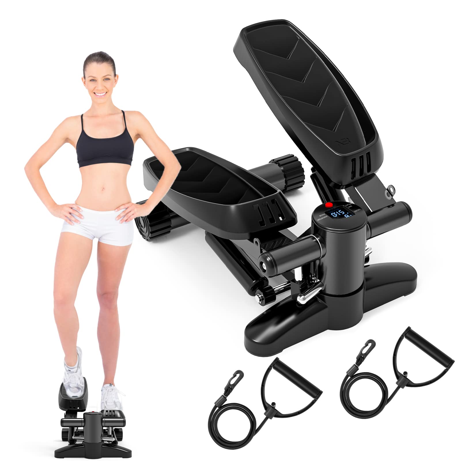 Mini Exercise Stepper, Stair Steppers with Display-Black