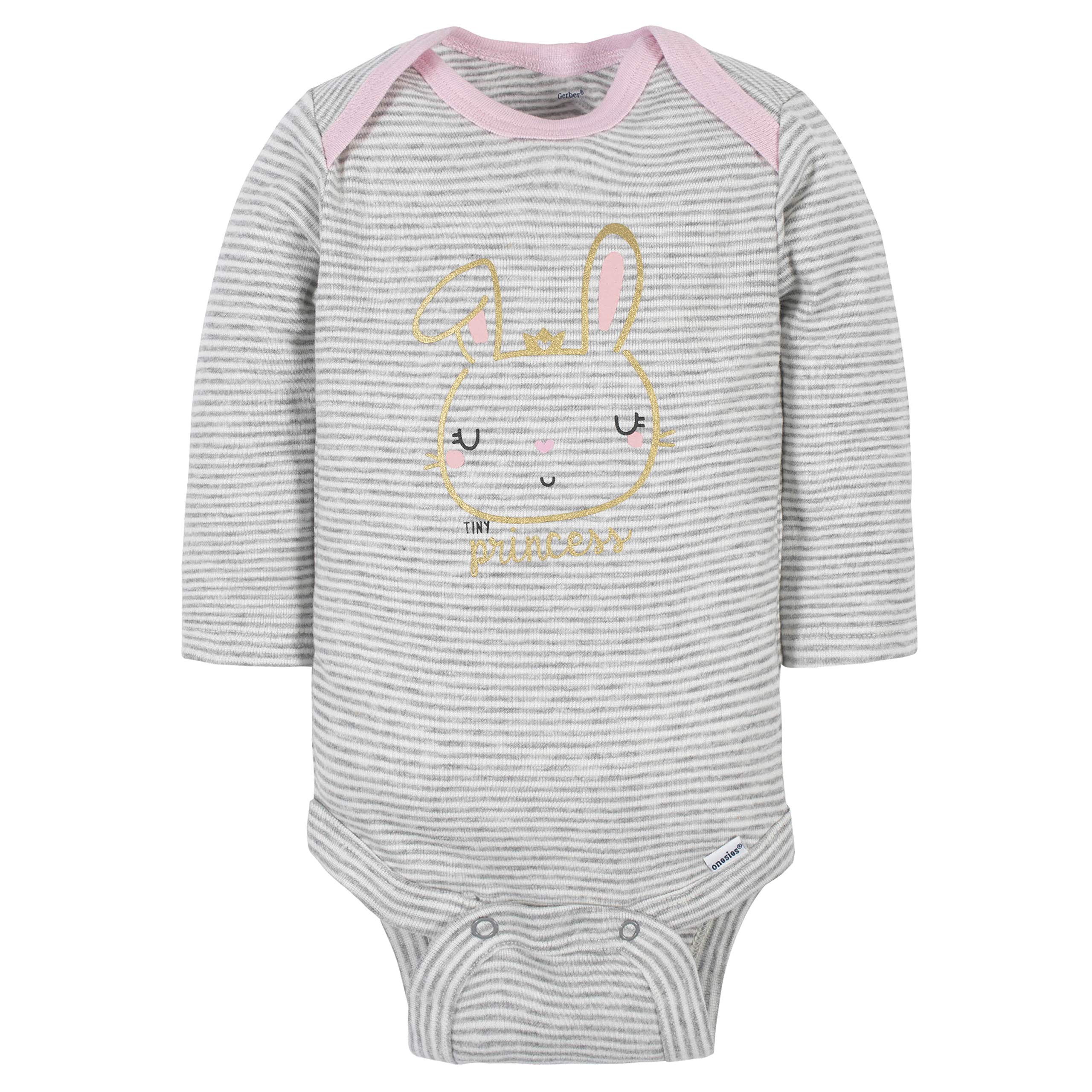 Gerber Baby Girls' 6-Pack Long-Sleeve Onesies Bodysuits, Princess Pink, 0-3 Months
