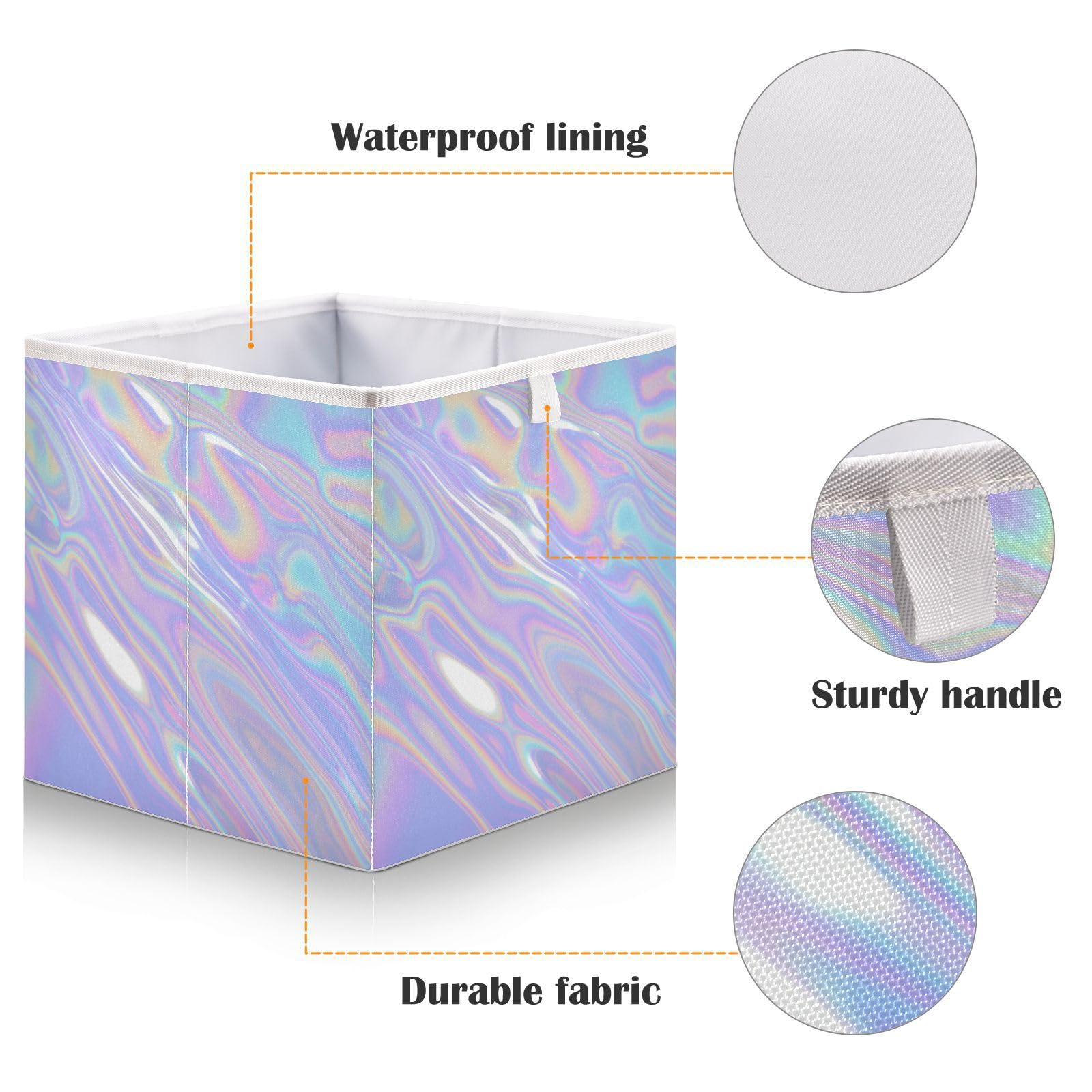 Kigai Iridescent Bow Storage Box, Foldable Storage Bins, Decorative Closet Organizer Storage Boxes for Home