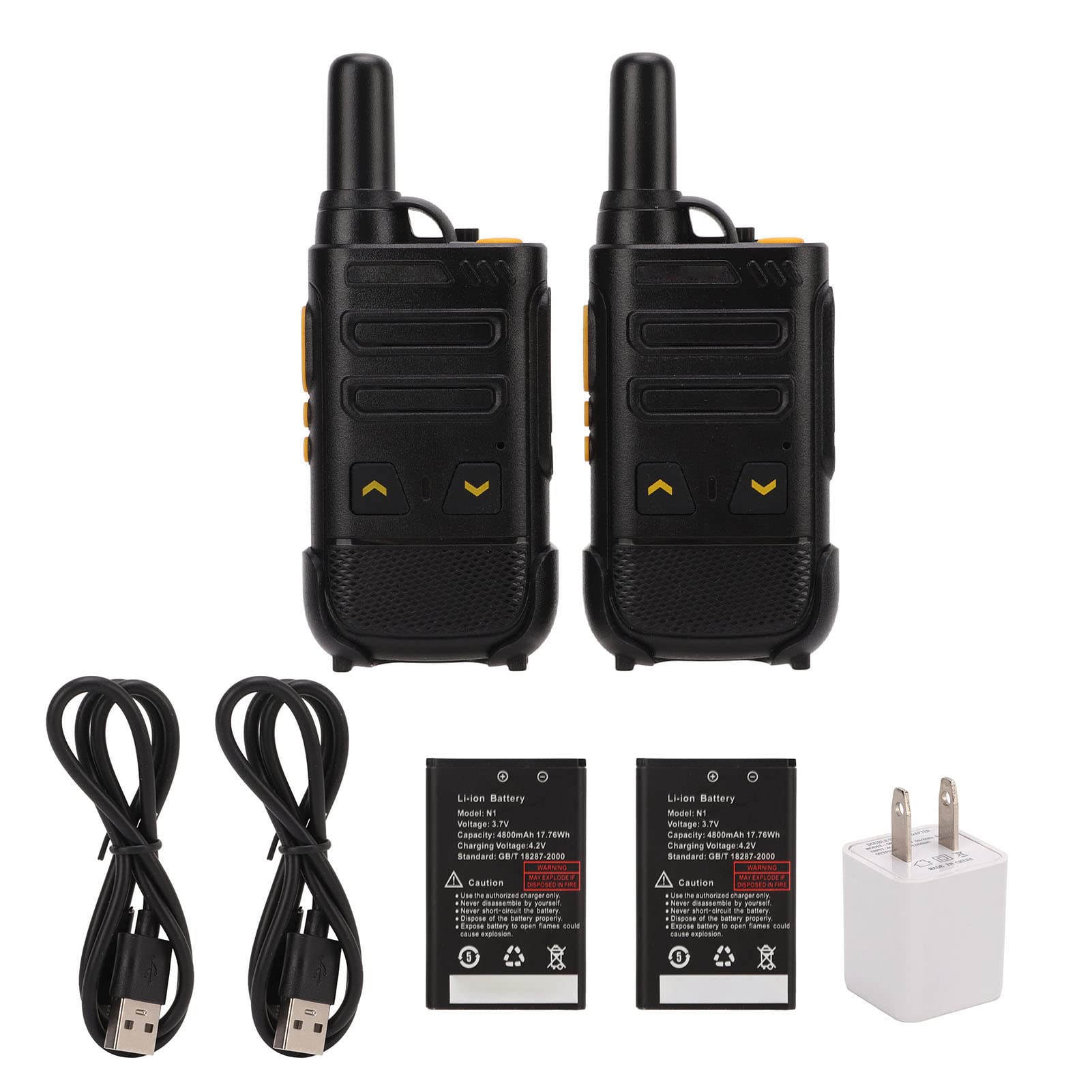 MiniWalkieTalkies, 16 Channels Range Small 2 Way Radio TypeC Port AC100240V UHF400470MHz for Camping Hiking Playing (US Plug 100‑240V)