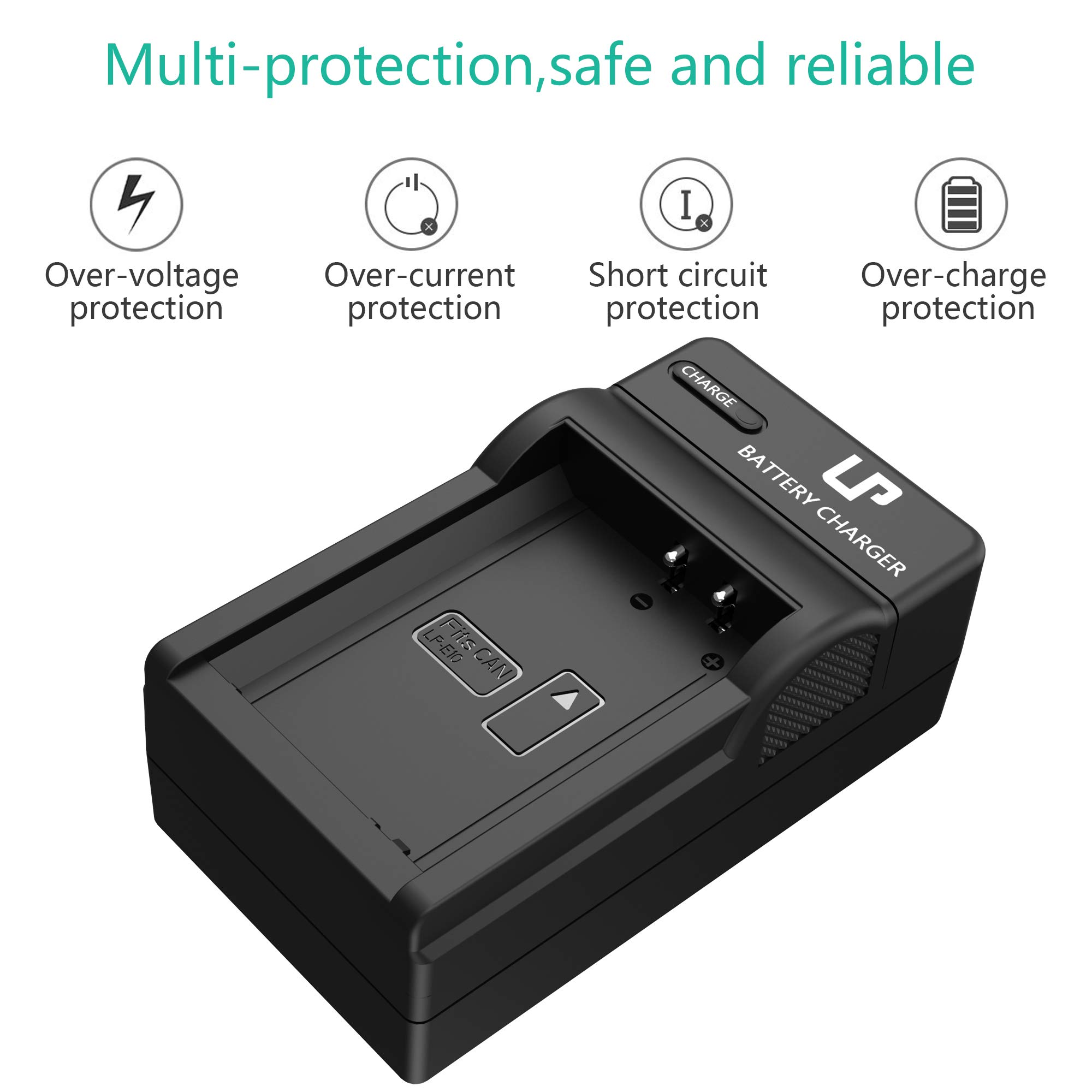 LP-E10 Battery Charger Pack, LP Replacement Battery & Charger Compatible with Canon EOS Rebel T7, T6, T5, T3, T100, 4000D, 3000D, 2000D, 1500D, 1300D, 1200D & More (NOT for T3i T5i T6i T7i)