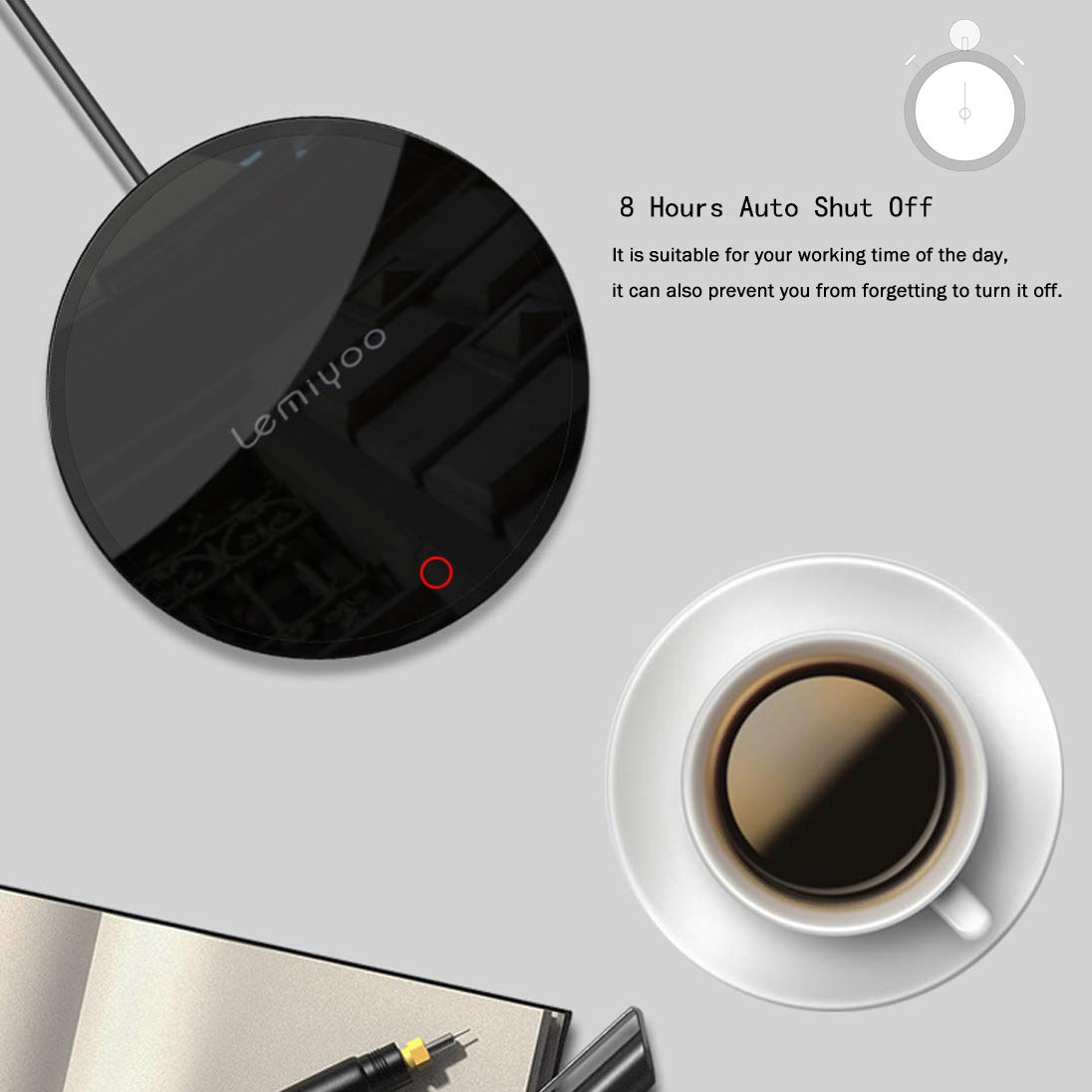 Lemiyoo Coffee Mug Warmer for Desk, Smart Coffee Cup Warmer Plate, Beverage Warmer Auto Shut Off,Candle Warmer Electric for Tea ,Gifts for Birthday,Christmas, Family (Black)