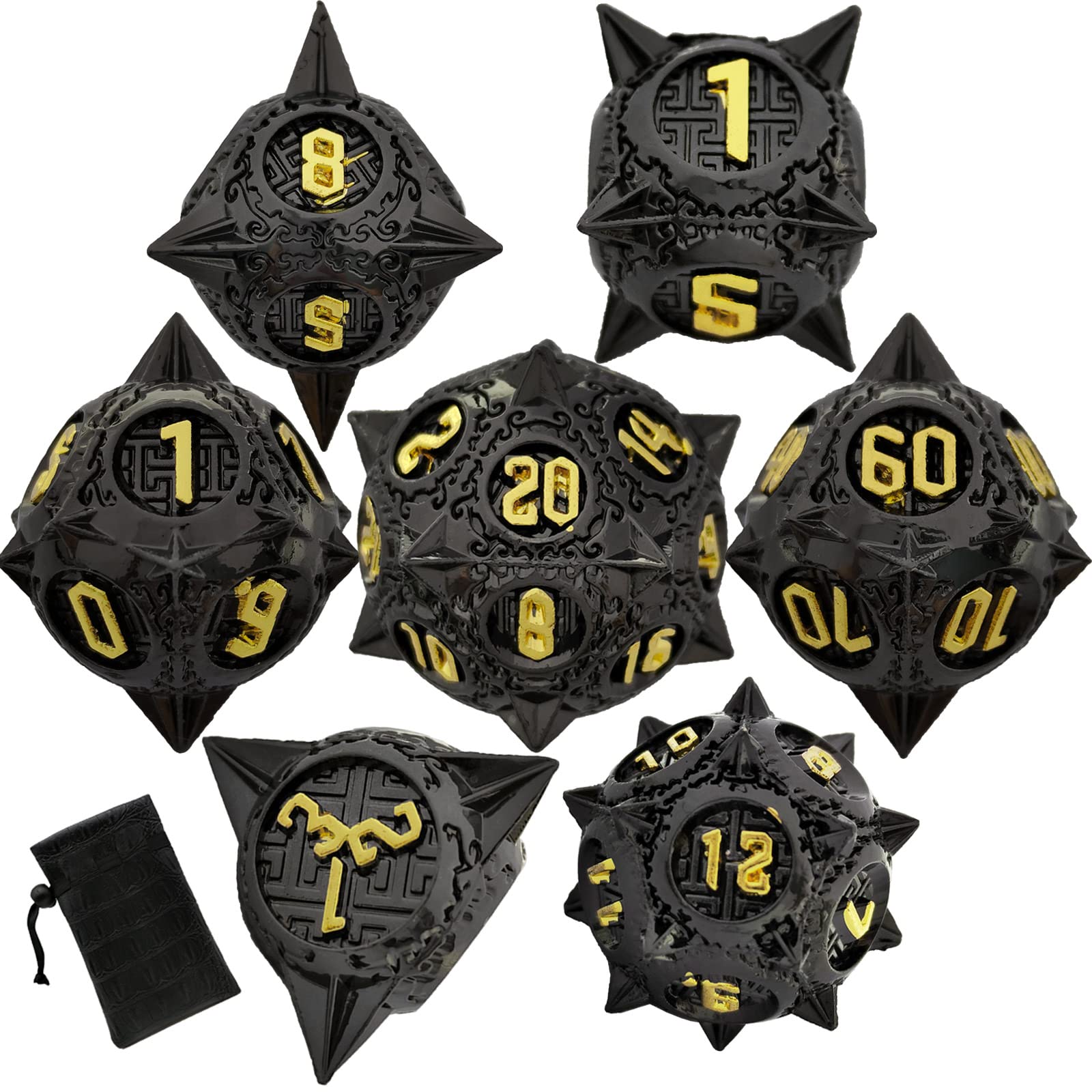 Metal Dice Set Round Polyhedral Rpg Dice 7 Large Dice Accessories Character Dressing Dice Game D&D Mtg Warhammer Pathfinder D4 D6 D8 D10 D10% D12 D20 Set Dice Pack Copper