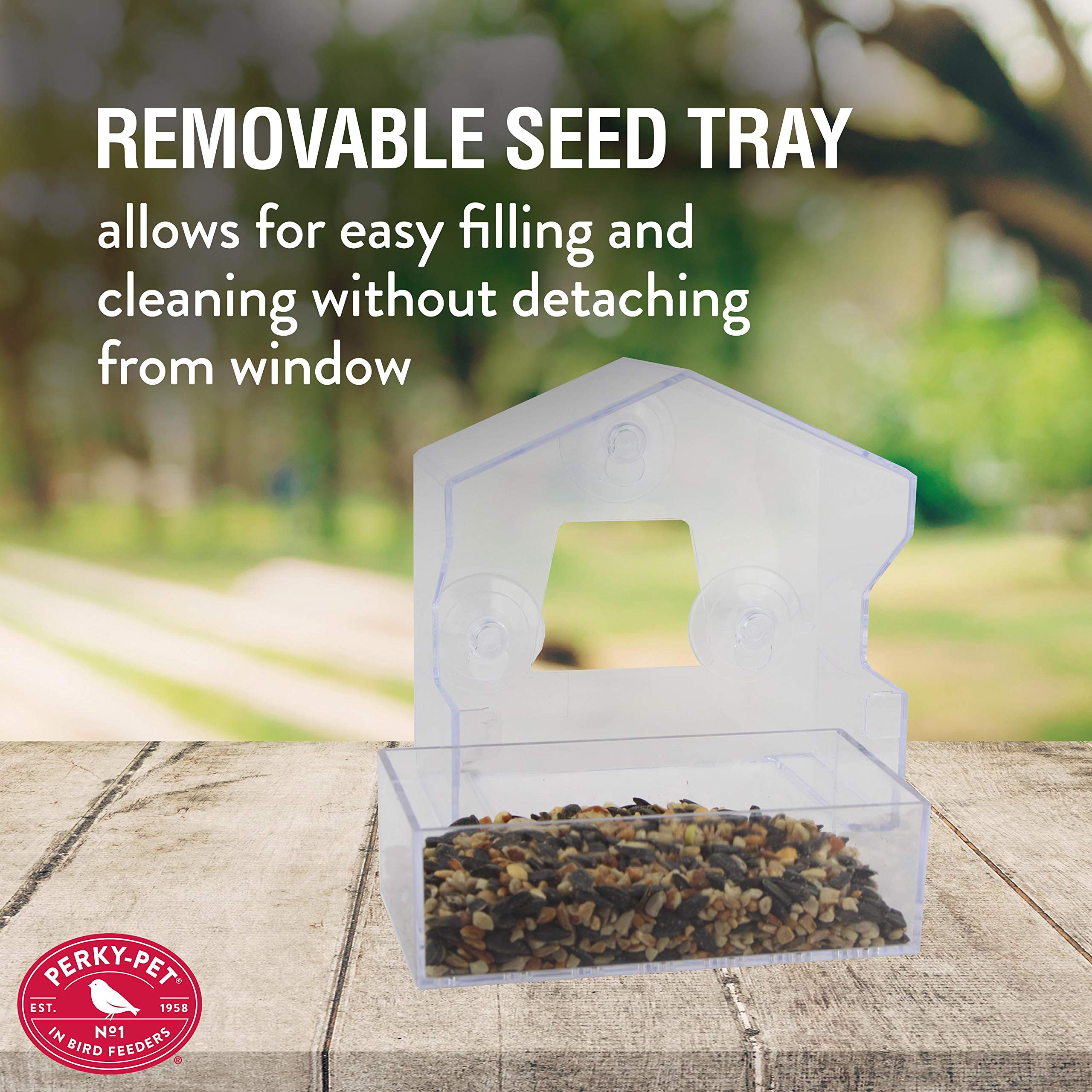 Perky-Pet 345 Clear Outdoor Window Bird Feeder with Strong Suction Cups β 1/2 Lb Seed Capacity
