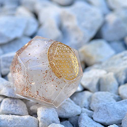 Orgonite Crystal β Aura Healing E-Energy Protection Selenite Orgone Energy generator Dodecahedron Crystal for β Healing Chakra Entity Protection Meditation Tool