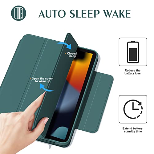 OYEEICE Hybrid Case for iPad 10.2 inch 9th / 8th / 7th Generation(2021/2020/2019), Magnetic Detachable Rotatable Cover with PU Leather, Hard Back Shell, Auto Sleep/Wake, Support Pencil 2, Teal