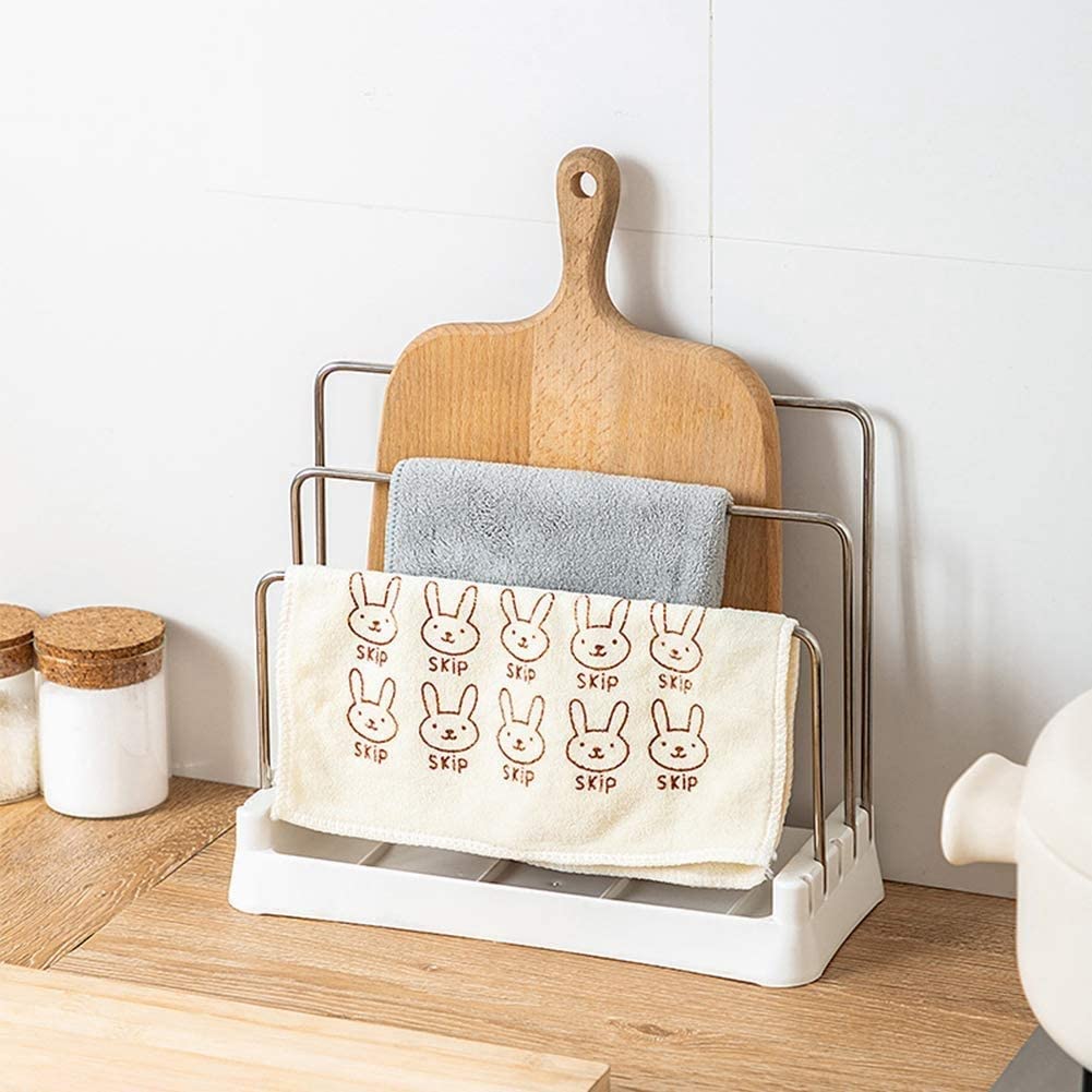 Jaquiain Cutting Boards Holder, Organizer Pantry Rack Bakeware Holder Chopping Board Organizer Kitchen Countertop Storage White