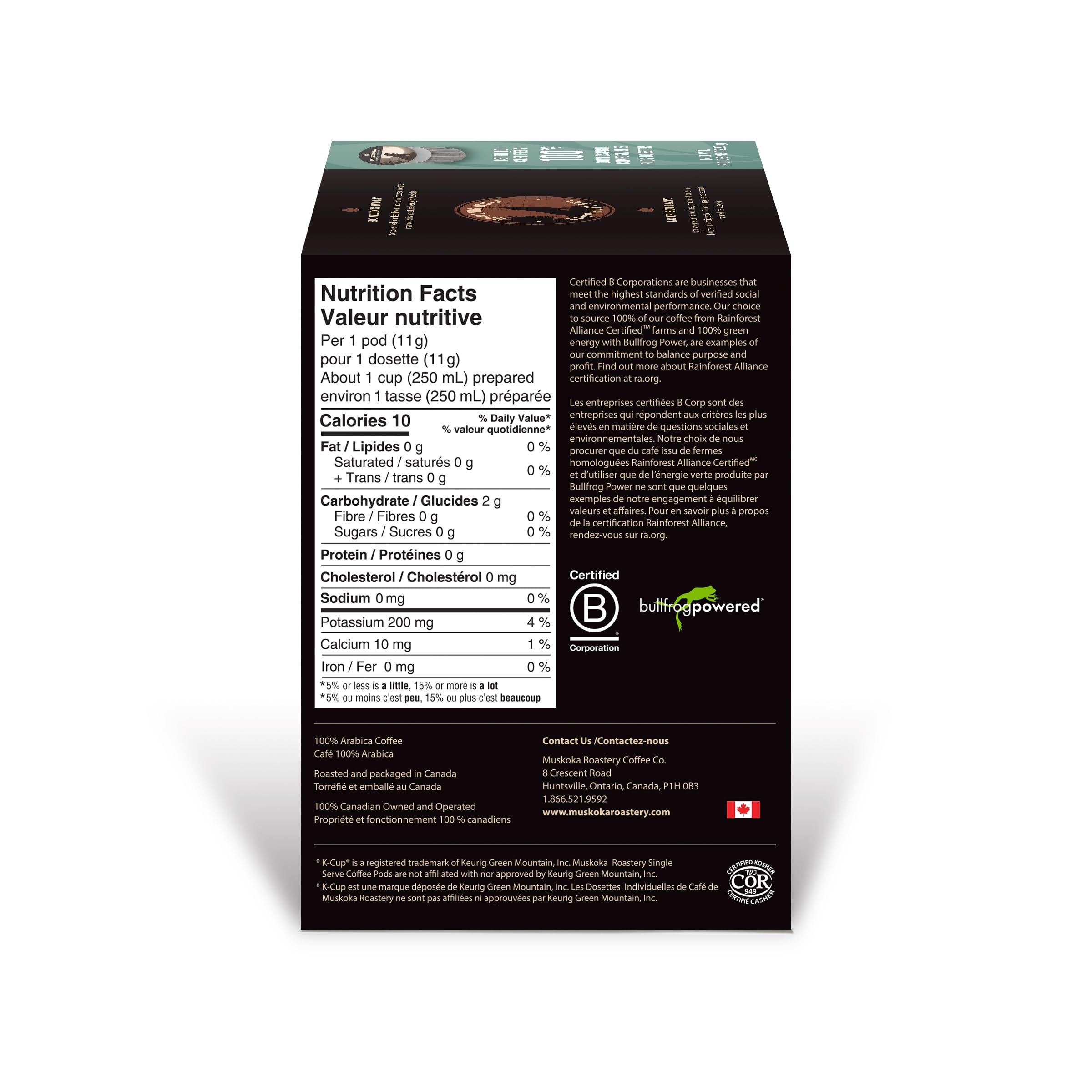 Muskoka Roastery Coffee, Howling Wolf, Medium Dark Roast, 20 Single Serve Coffee Pods, Compatible with K-Cup Keurig Brewers