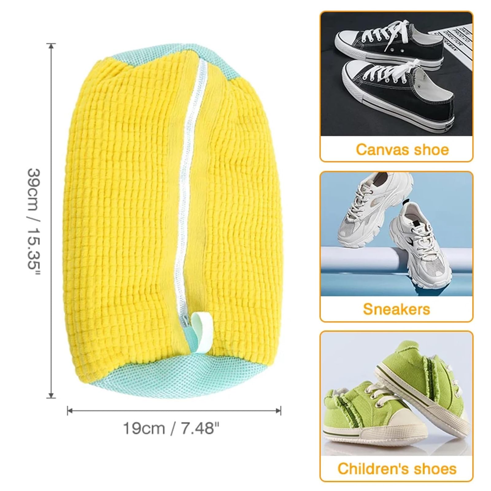Shoe Laundry Bag for Washing Machine,Shoe Cleaning Bag,Shoes Wash Bags,Sneaker Mesh Washing Bag,shoe Cleaning Laundry ,Shoes Laundry Bag Sneaker Washing Bag for 360° Cleaning White Shoes (Yellow 1PC)