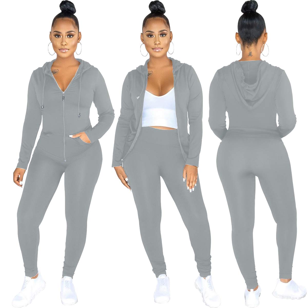 LINLIS Two Pieces Outfits for Women Jogger Sets Sweatsuit Long Sleeve Tights Long Pants Sport Suits Tracksuits With Pocket
