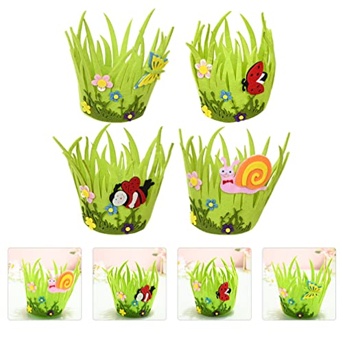 Non- Woven Felt Easter Egg Basket: Fabric Baskets 4Pcs Craft Felt Baskets for Easter Egg Hunts Party Decoration
